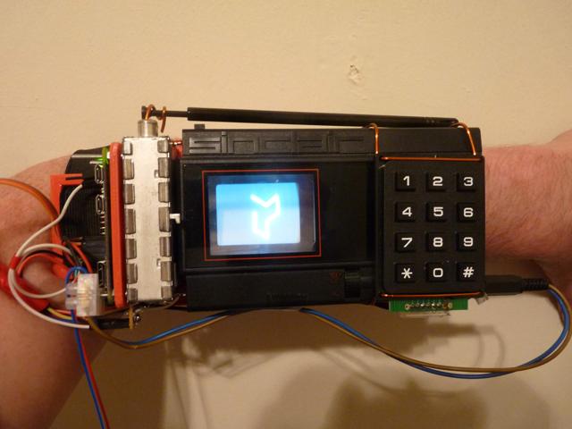 Arm-mounted CRT Raspberry Pi unit
